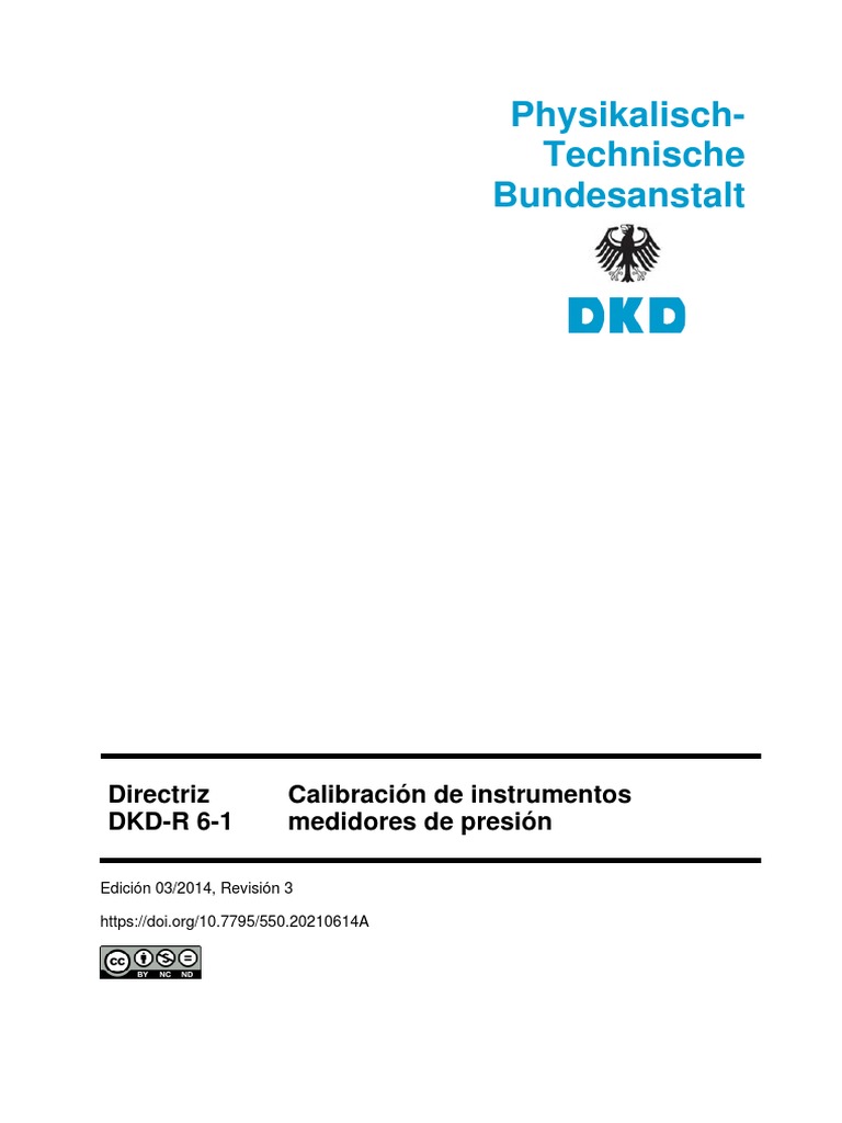 Calibración de Medidores de Presión DKD-R 6-1 | PDF | Calibración ...