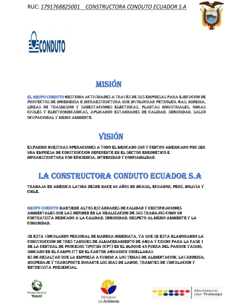 Constructora Conduto Ecuador S.A | PDF | Calidad (comercial ...