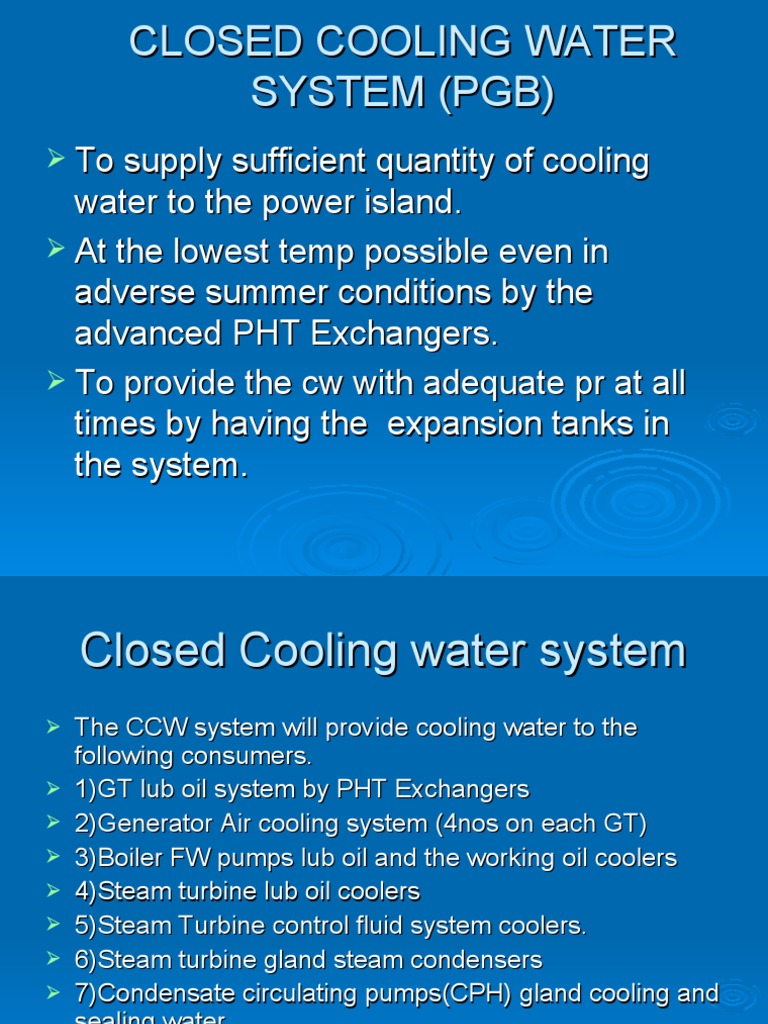 Closed Cooling Water System Overview | PDF | Pump | Steam