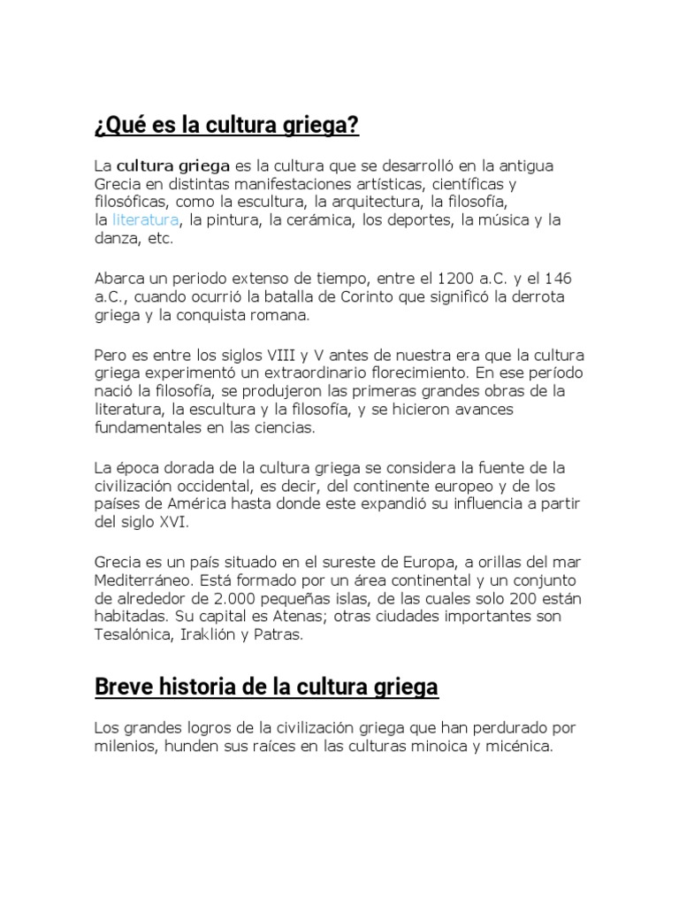 Cultura y legado de la antigua Grecia | PDF | Antigua Grecia ...