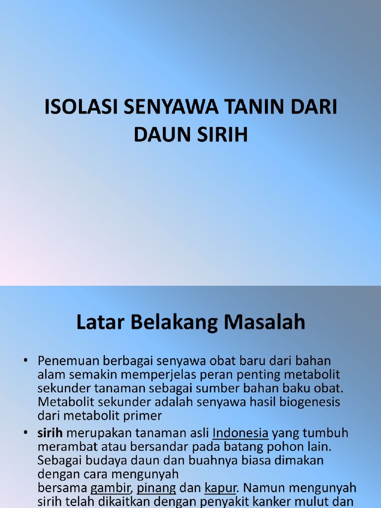 Isolasi-Senyawa-Tanin Dari Daun Sirih | PDF