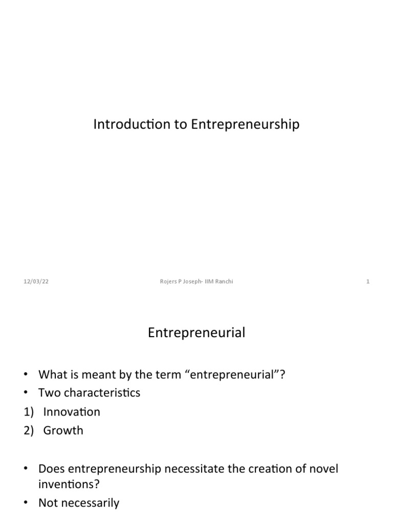 Ep Introduction Pdf Entrepreneurship Business