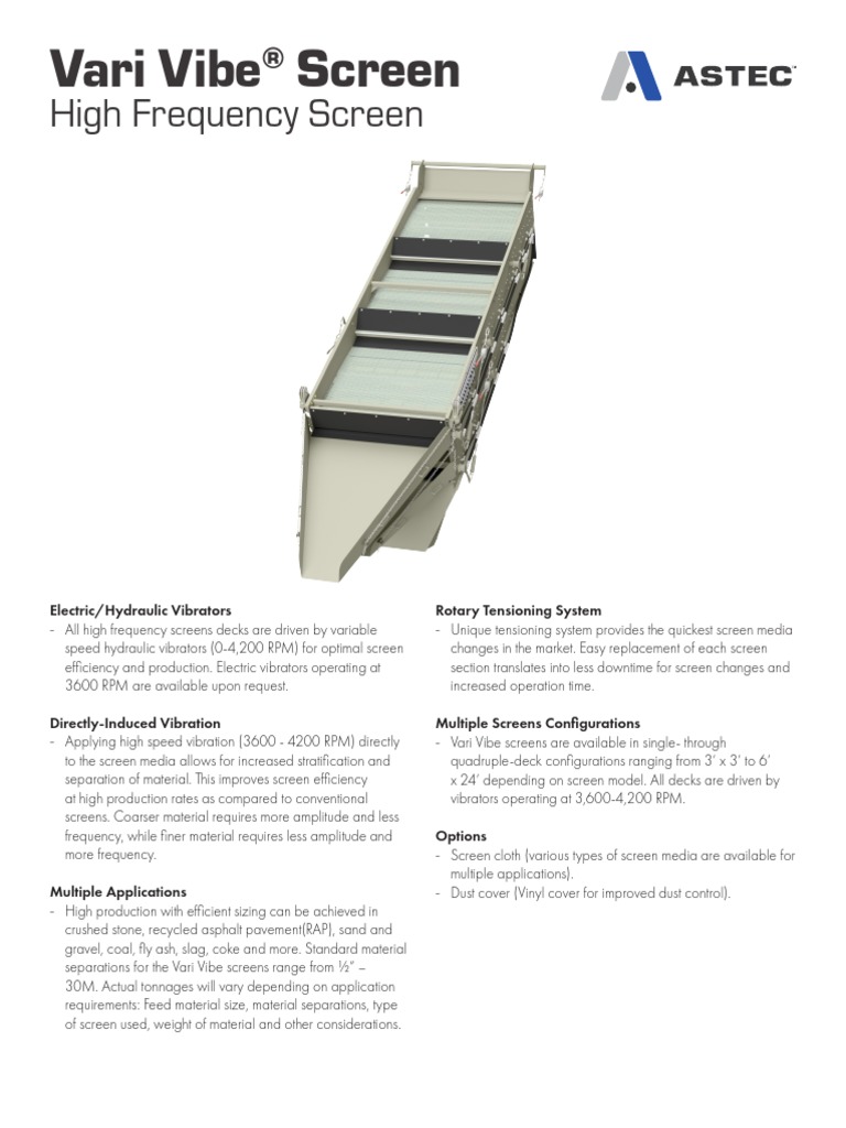 Vari Vibe® High Frequency Screen Overview | PDF