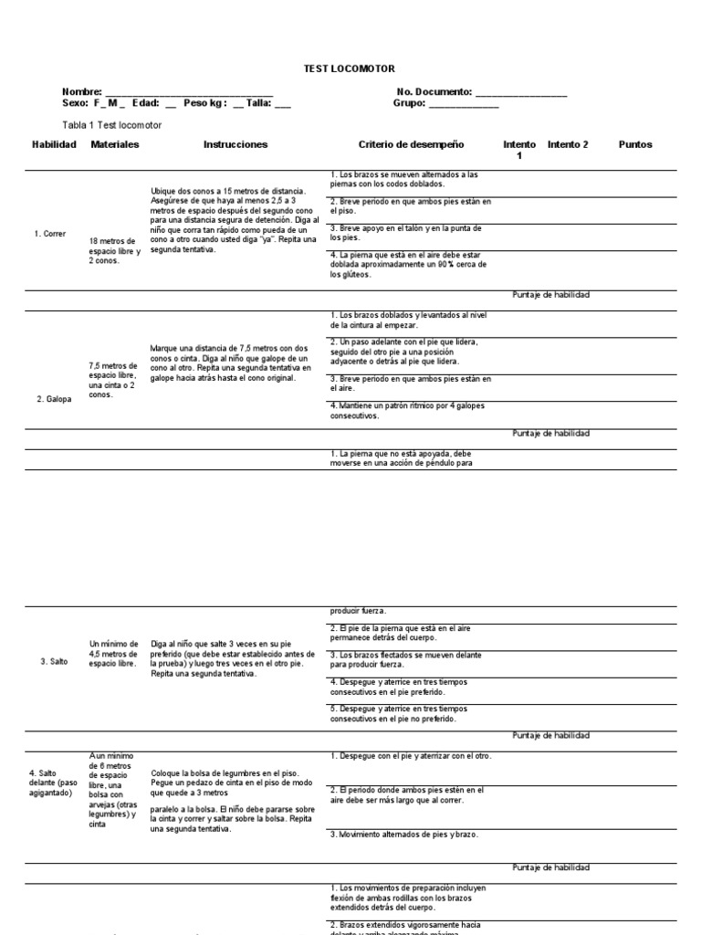 Test Locomotor Tgmd-2 | PDF | Pelota