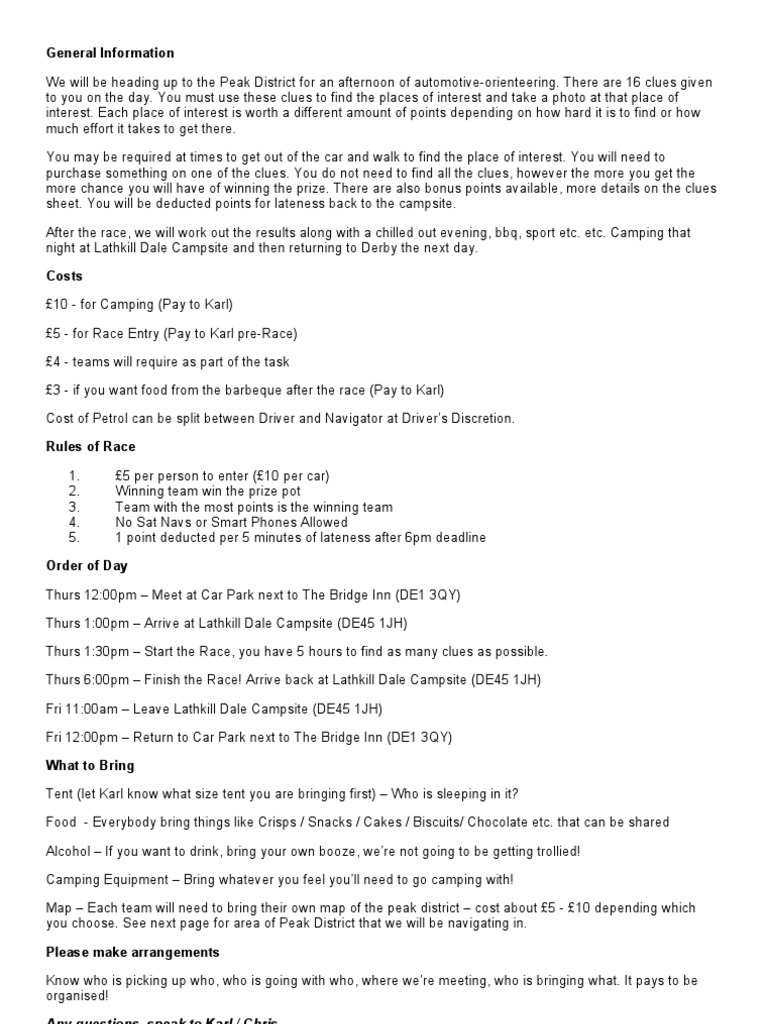 Rules and Info | PDF | Camping | Leisure