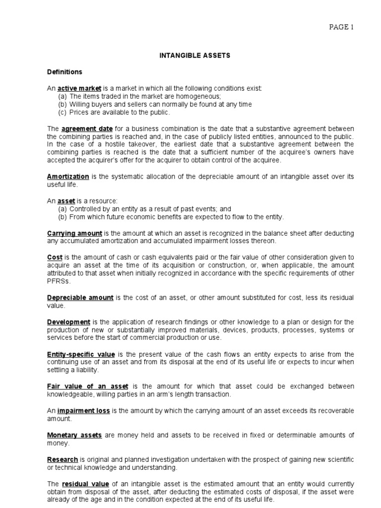 Intangible Assets Notes | PDF | Intangible Asset | Goodwill (Accounting)