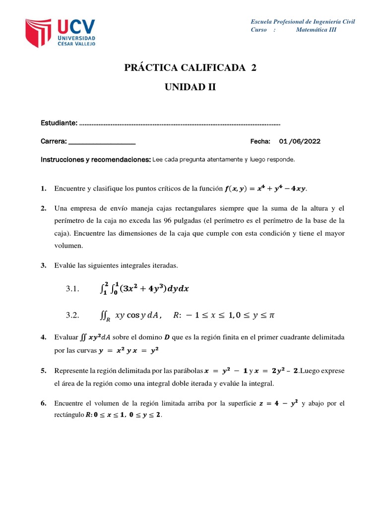 Práctica Calificada N°2 | PDF