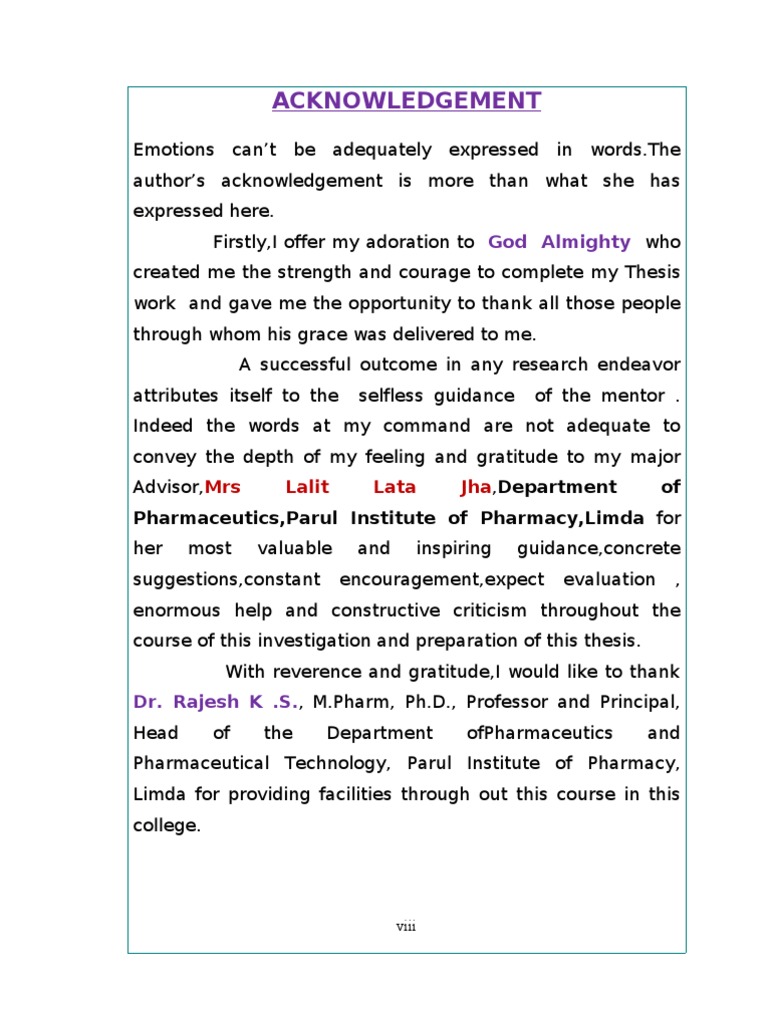 Acknowledgement: God Almighty | PDF