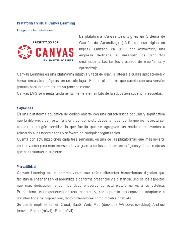 Trabajo Final - Canvas LMS | PDF | Informática | Software