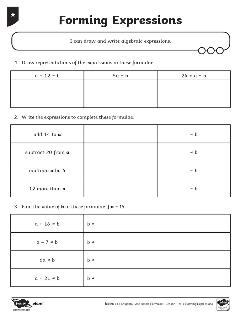 Activity Sheet Forming Expressions | PDF | Multiplication | Numbers