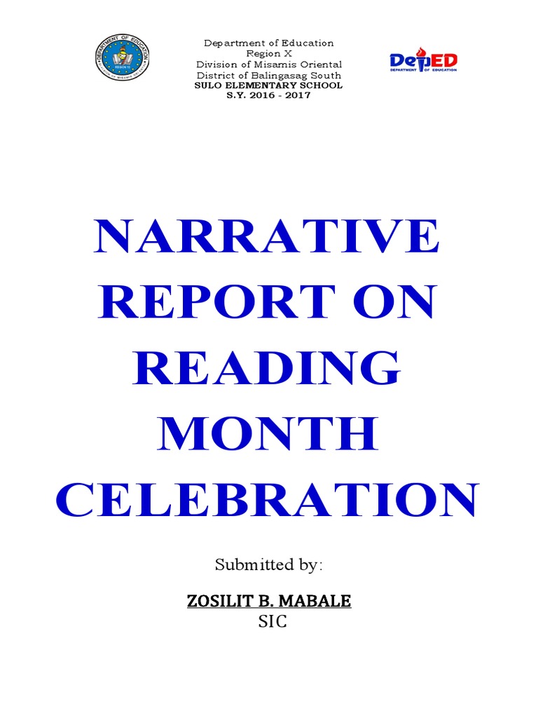 Narrative Report On Reading Month Celebration NOV '16 | PDF