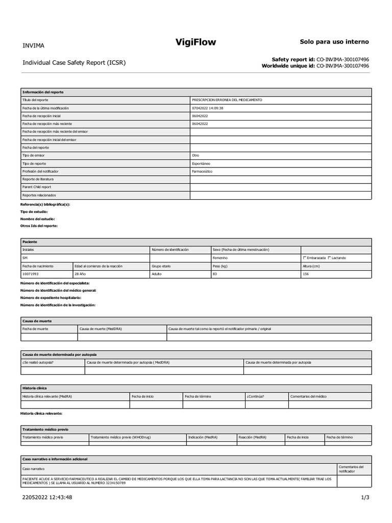 VigiFlow CO-INVIMA-300107496 22052022 124348 | PDF | Medicamentos con ...