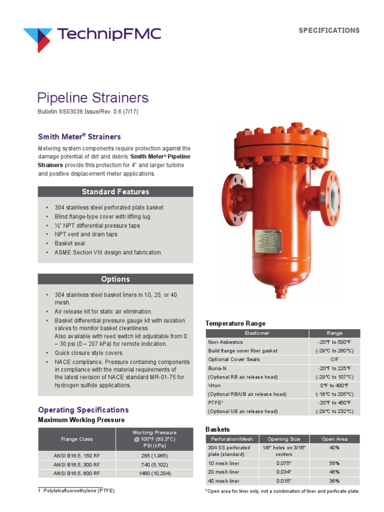 TechnipFMC - Pipeline Strainers | PDF | Mechanical Engineering | Gas ...
