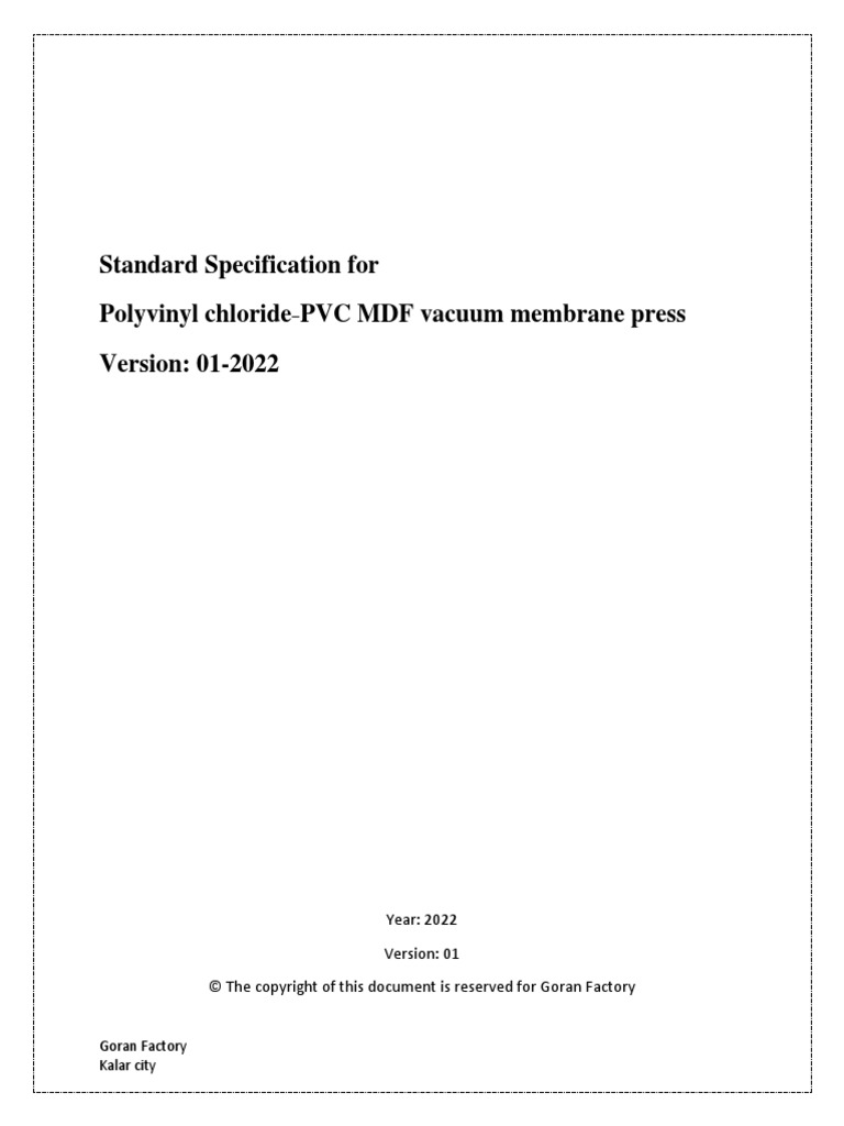 Standard Specification For Polyvinyl chloride-PVC MDF Vacuum Membrane ...