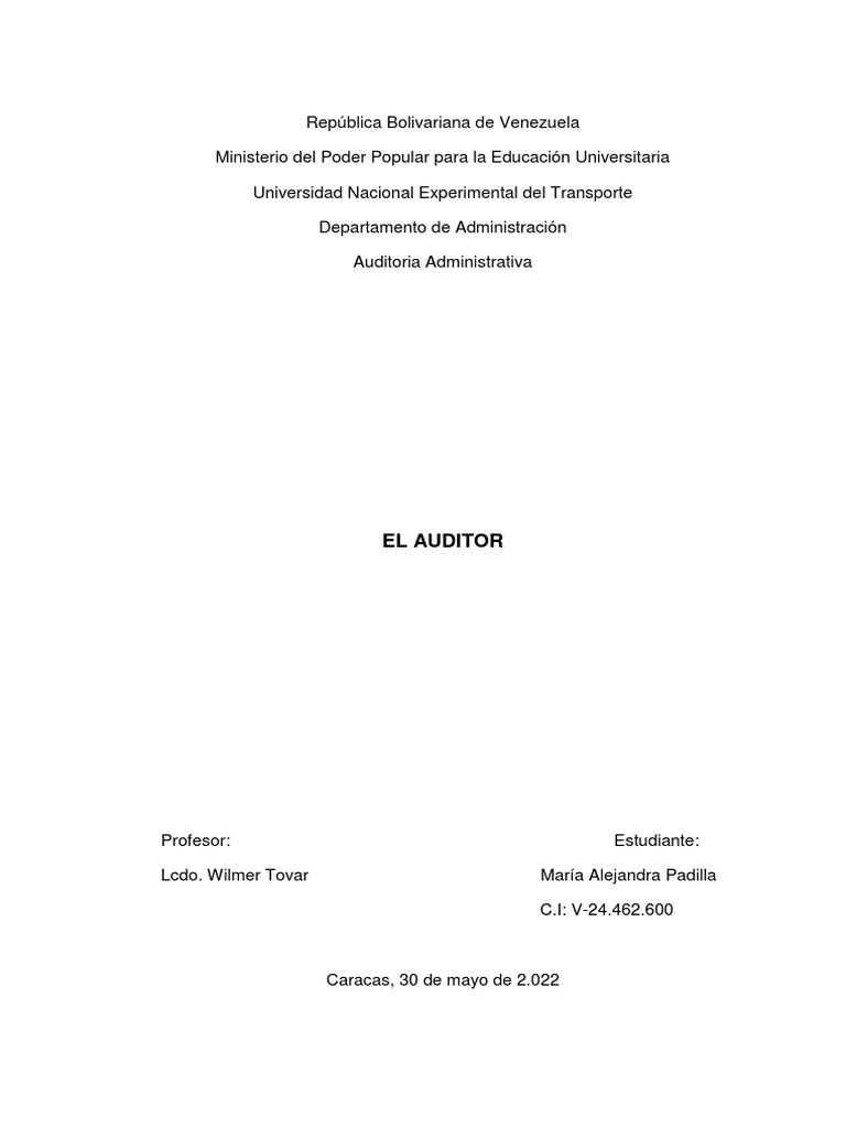 El Auditor | PDF | Auditoría | Contralor