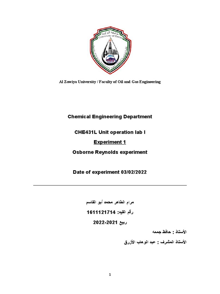 Osborne Reynolds Experiment | PDF | Reynolds Number | Fluid Dynamics