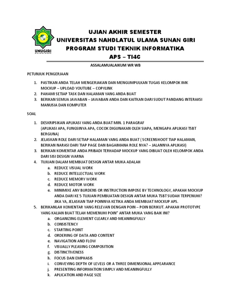 Soal Uas Imk | PDF