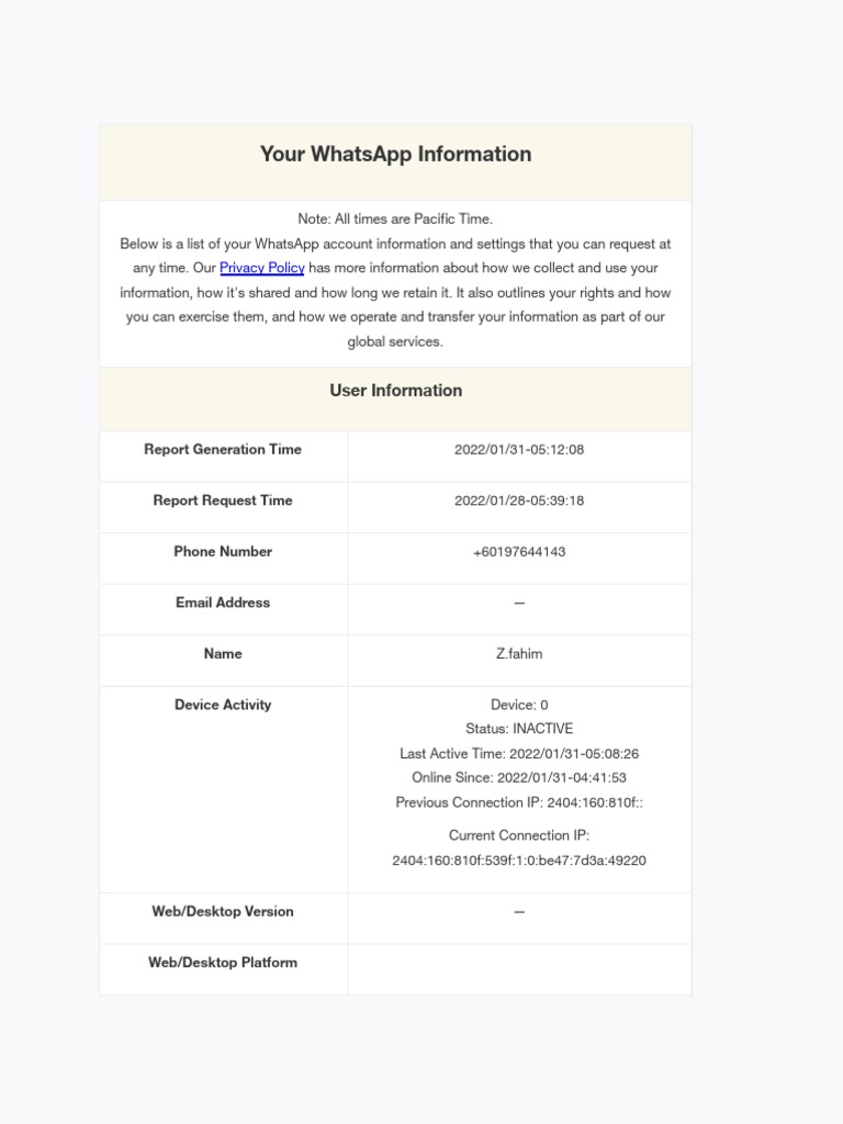 Your Whatsapp Information | PDF | World Wide Web | Internet & Web