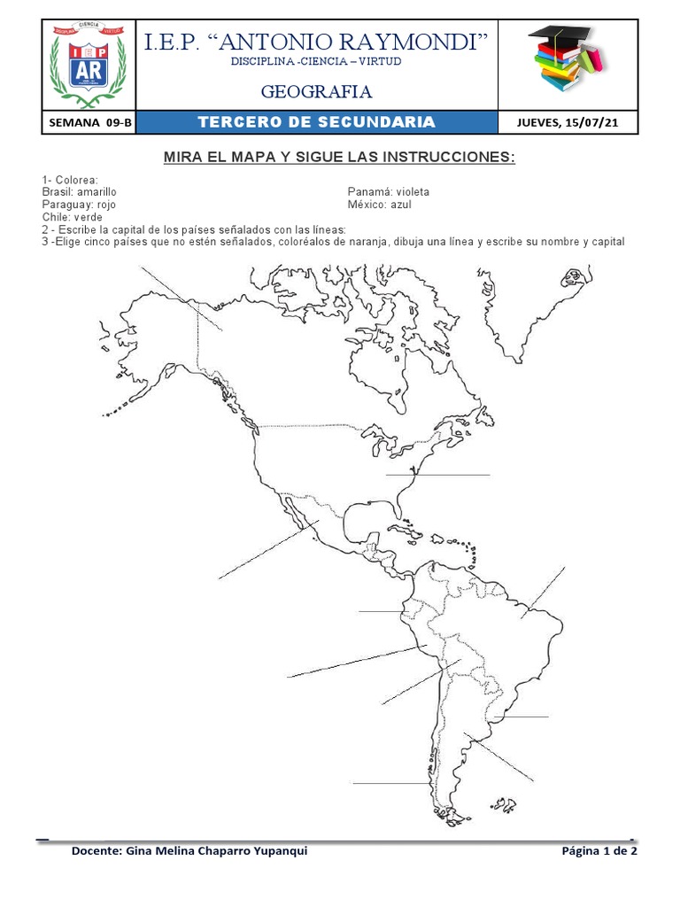 Generalidades de America-Mapa de America Iojnstrucciones | PDF