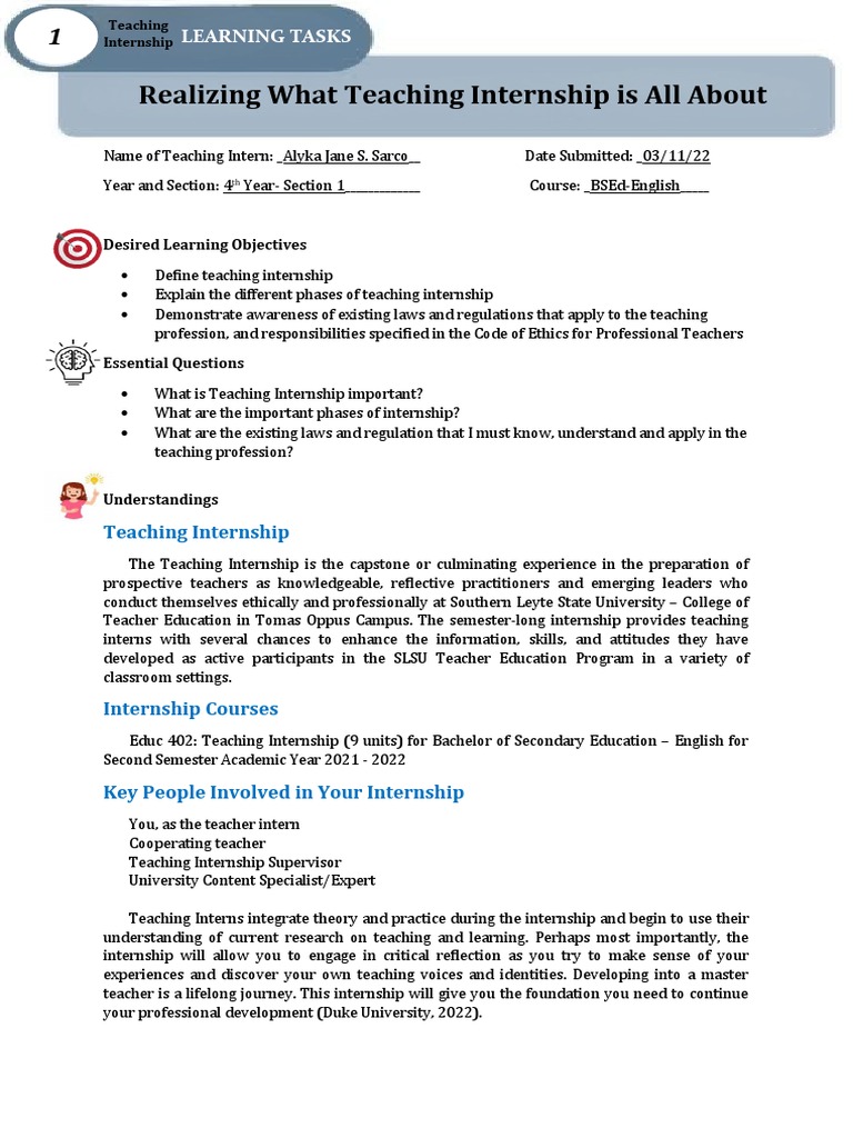 TI Learning Task 1 | PDF | Teachers | Teacher Education