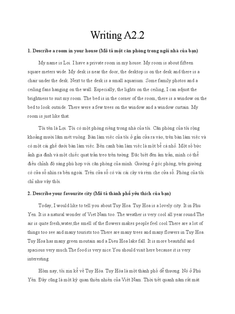 Writing A2 VanLoi | PDF