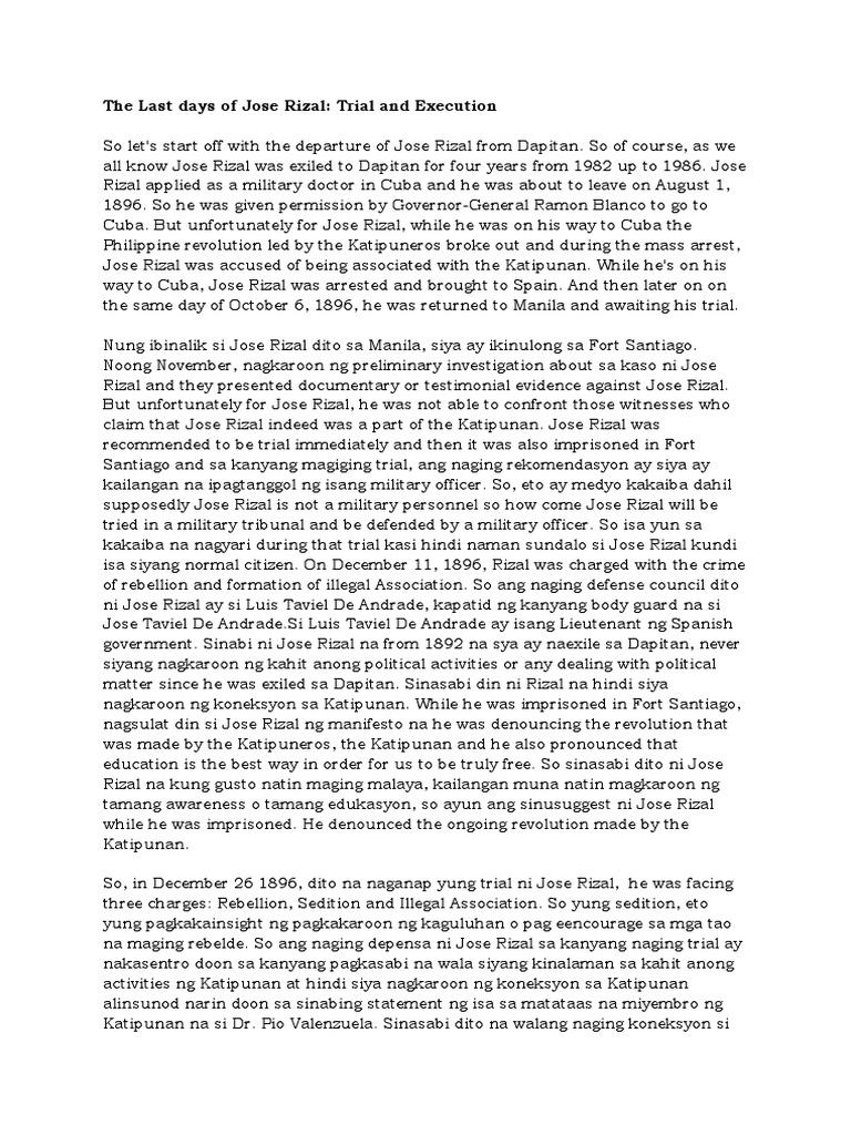 The Last Days of Jose Rizal: Trial and Execution | PDF | Spanish East ...
