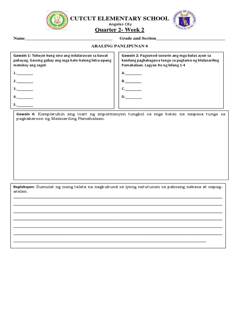 g6 w2 Answer Sheet Edited | PDF