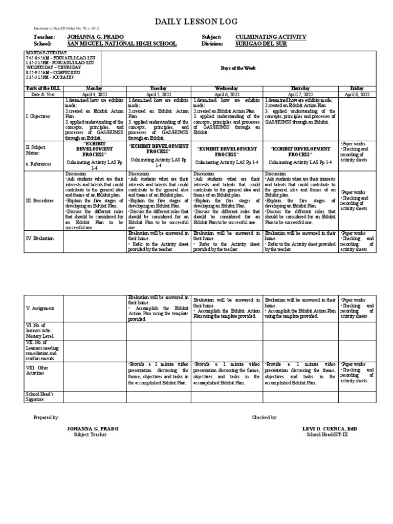 Grade 12 Culminating Activity Plan | PDF | Pedagogy | Teaching