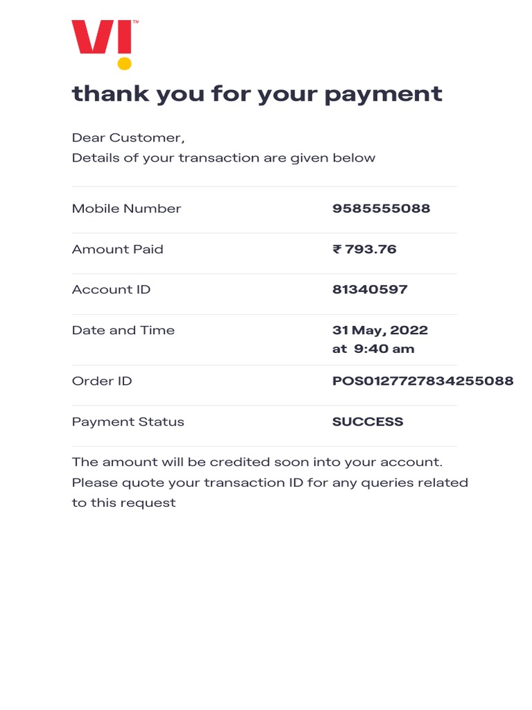 Vil Receipt 9585555088 2022-05-31 | PDF | Finance & Money Management