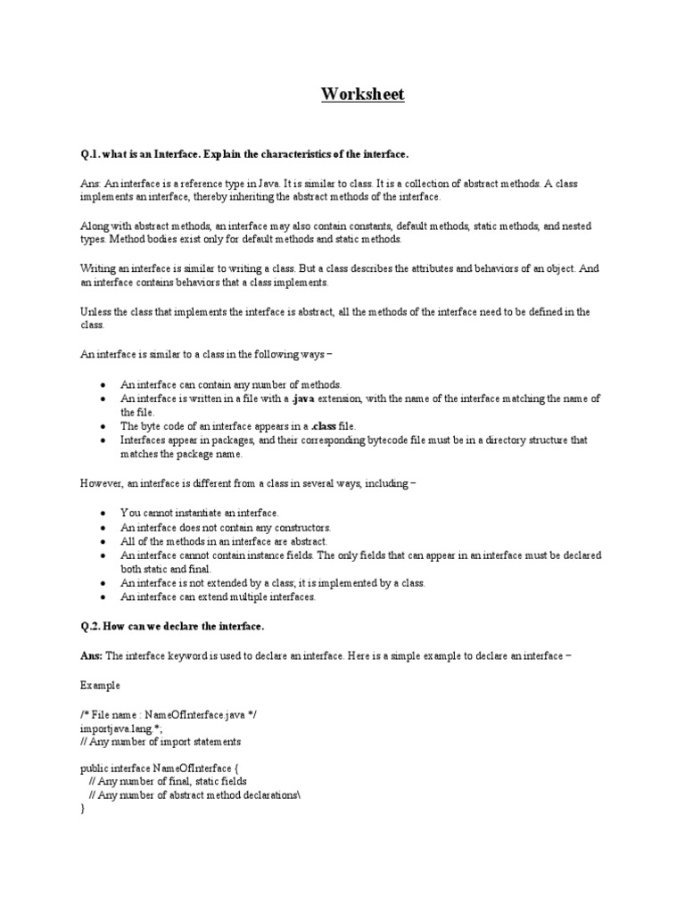 work shet | PDF | Class (Computer Programming) | Method (Computer ...