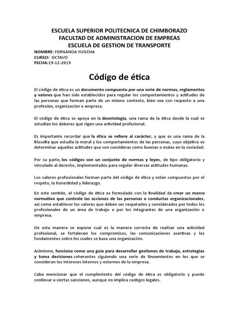 Codigo de Etica | PDF | Business | Comportamiento