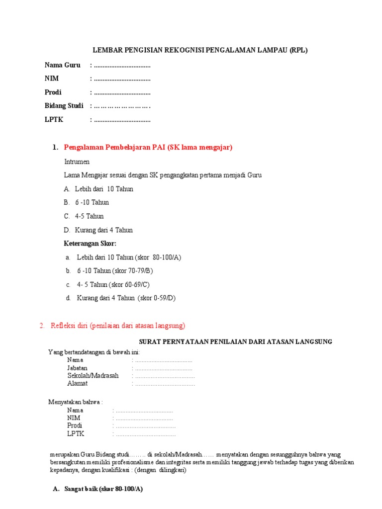 Contoh RPL PPG untuk Guru PAI | PDF | Karier & Perkembangan | Seni