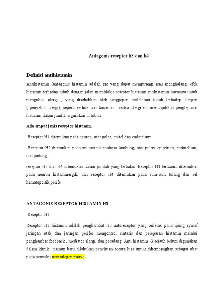 Antagonis Reseptor H3 dan H4 dalam Terapi | PDF | Pengembangan Diri ...