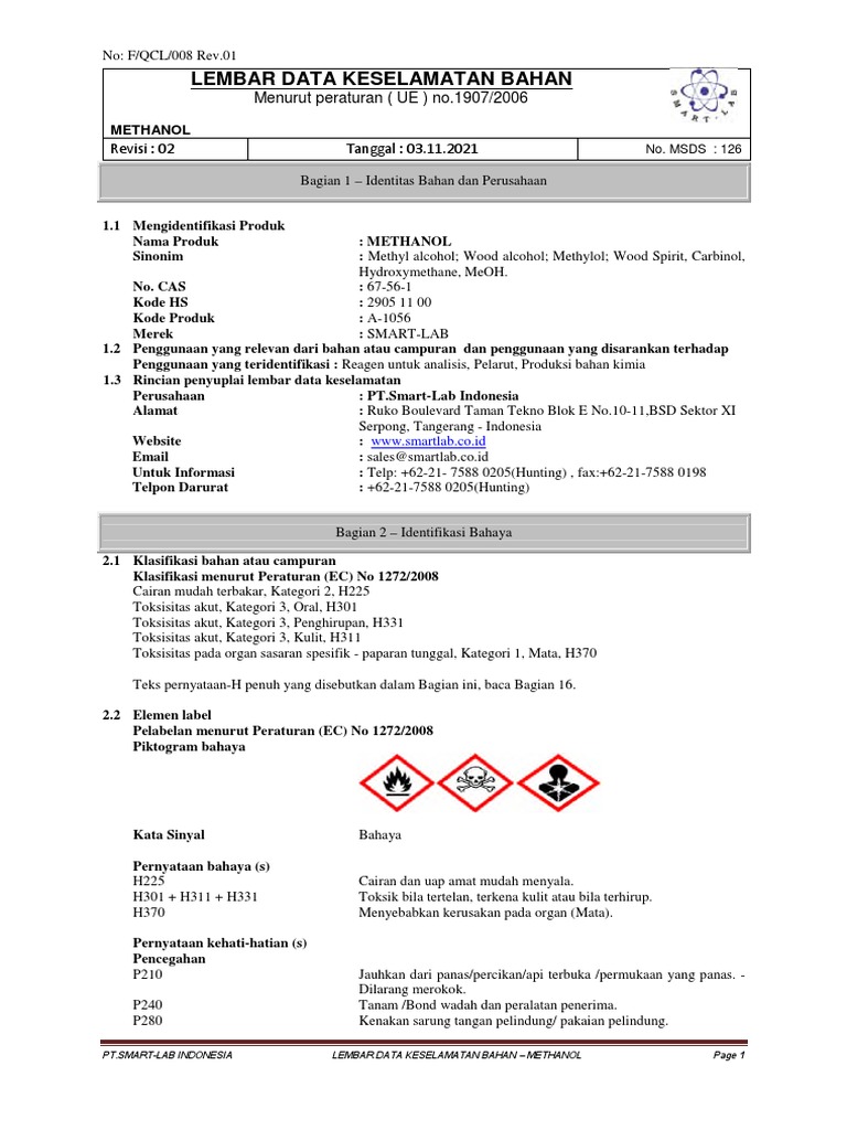 MSDS Methanol (Indo) | PDF