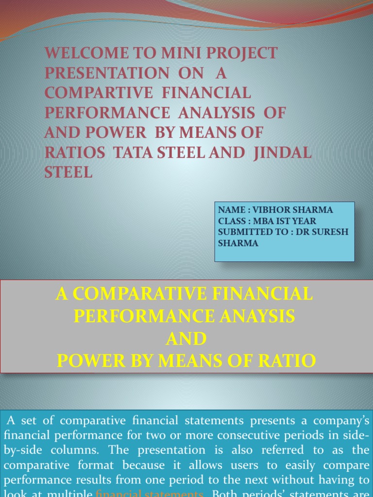 Welcome To Mini Project Presentation On A Compartive Financial Performance Analysis of and Power ...