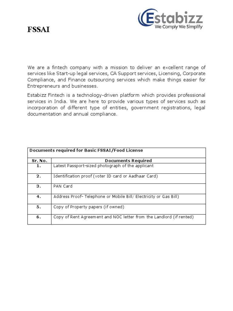 FSSAI License or Food License | PDF | Identity Document | License