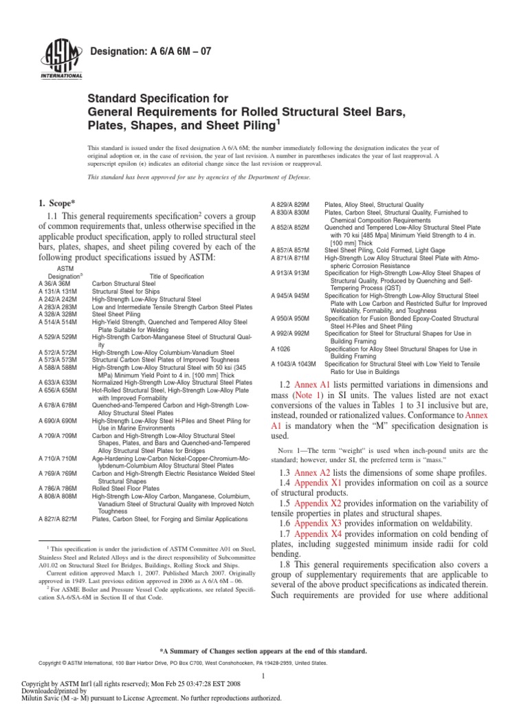 Astm A6 | Download Free PDF | Steel | Structural Steel