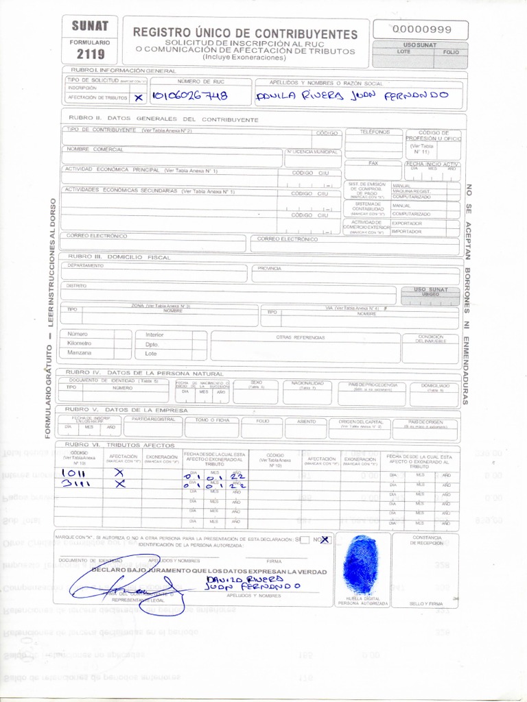 Formularios 2127 y 2119 | PDF