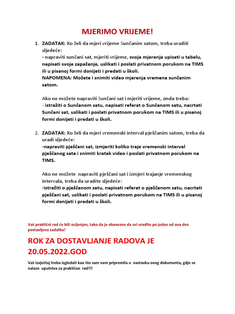 23 - Projekat - Mjerimo Vrijeme | PDF