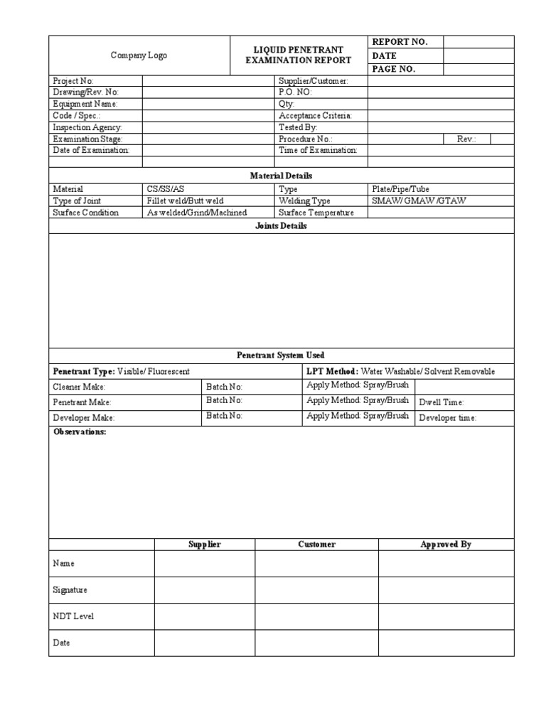 Liquid Penetrant Examination Report | PDF