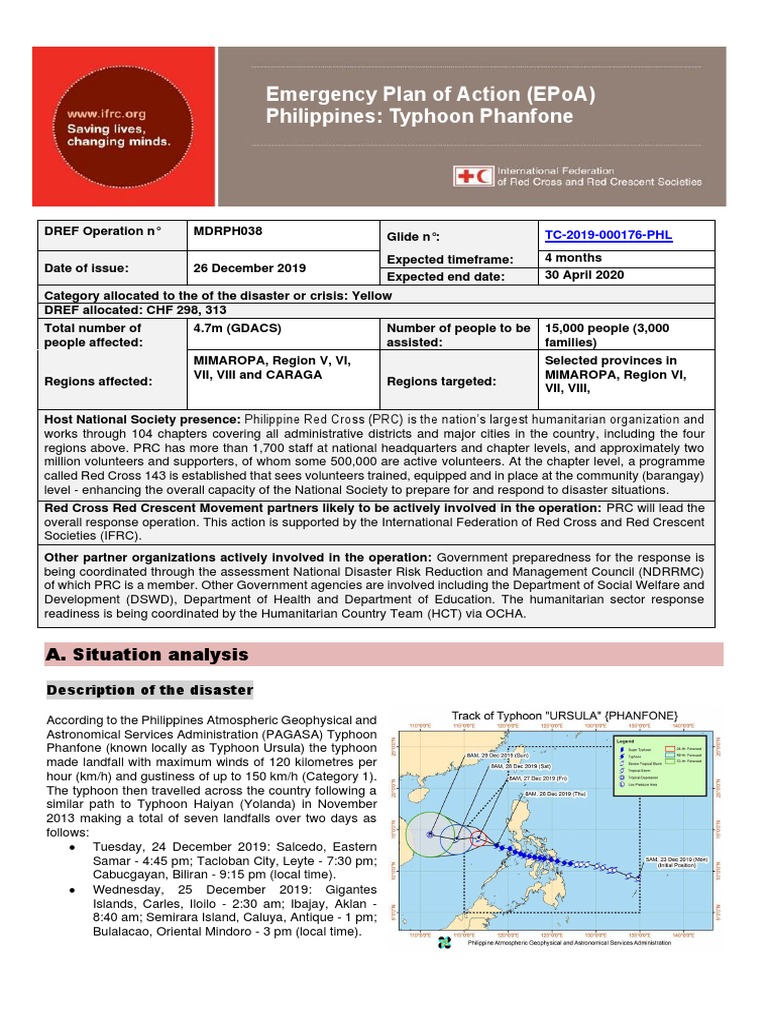 Emergency Plan of Action (Epoa) Philippines: Typhoon Phanfone | PDF ...