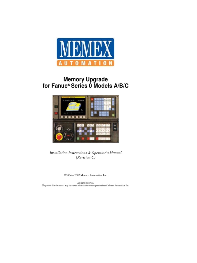 Memory Upgrade For Fanuc Series 0 Models A/B/C: Installation ...