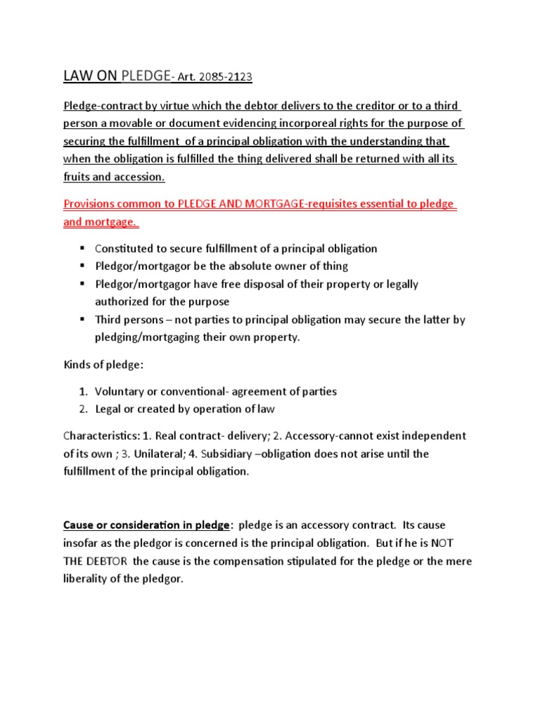 Law On Pledge | PDF | Mortgage Law | Surety