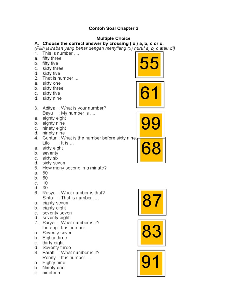 2.Contoh Soal Chapter 2 Numbers From 50 to 100. | PDF