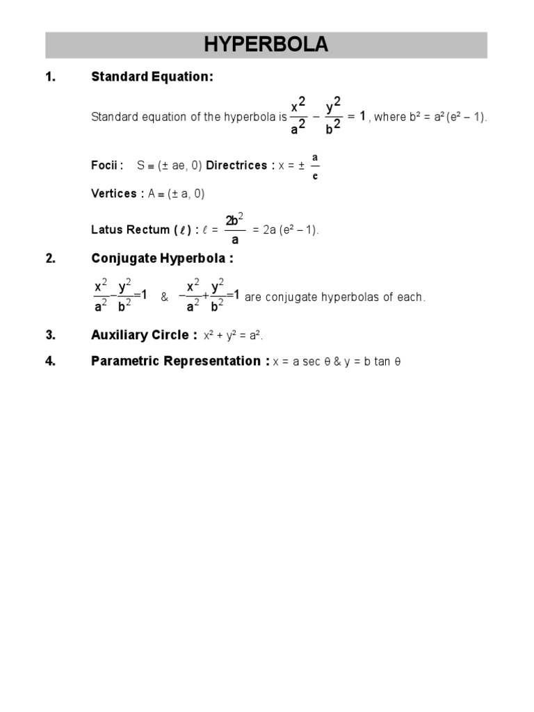 Hyperbola | PDF | Geometric Objects | Euclidean Geometry