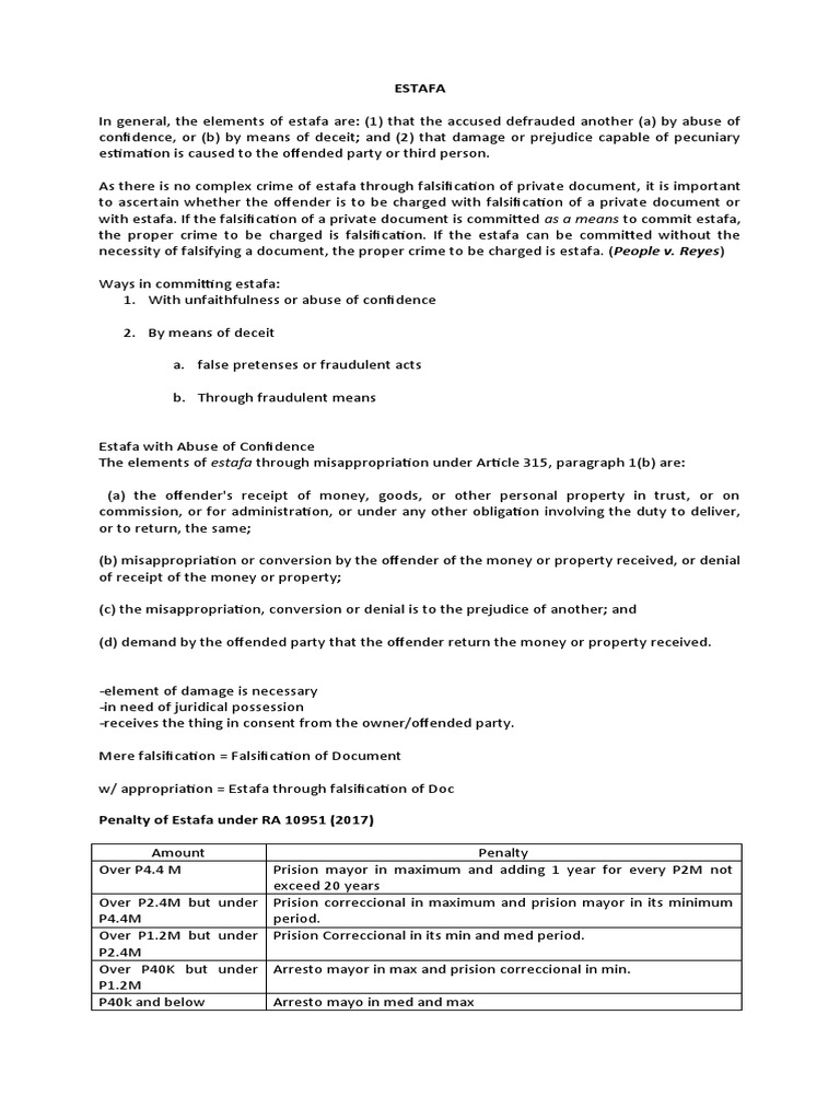 Estafa Vs Qualified Theft | PDF | Fraud | Theft