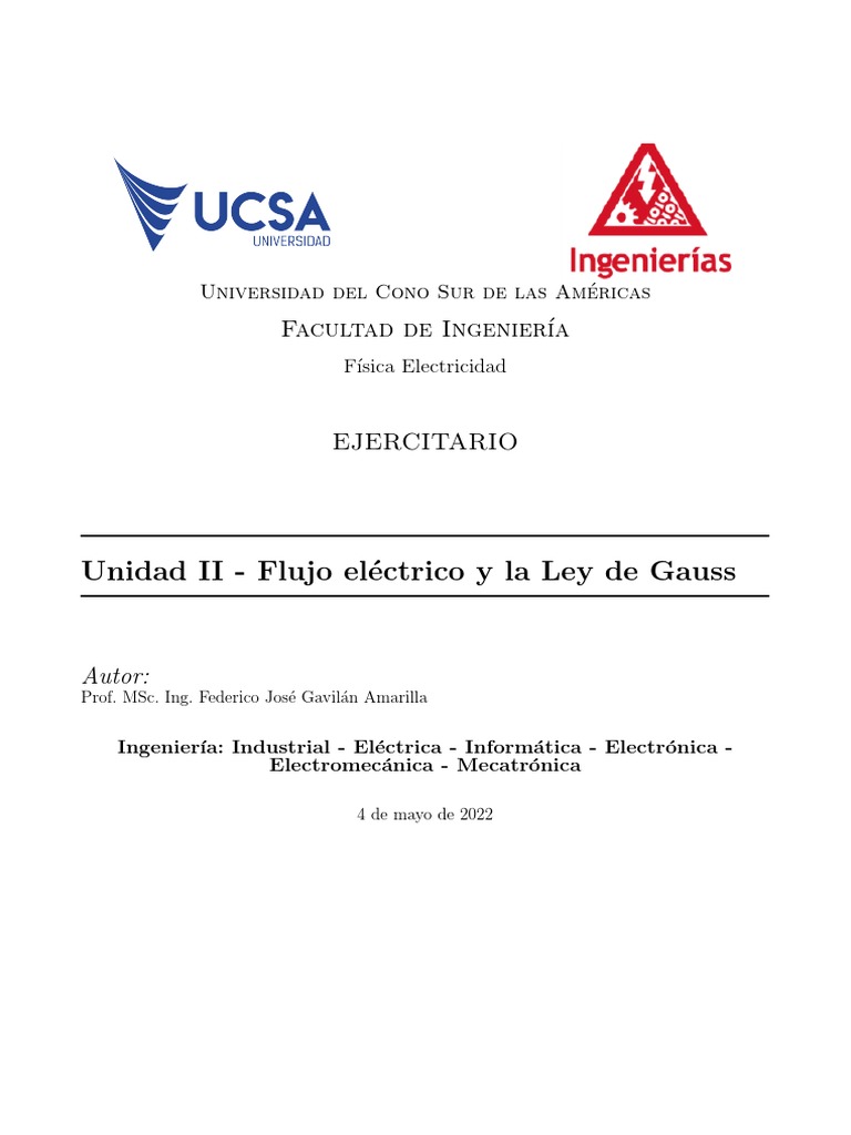 Ejercitario UCSA Fisica Electricidad Cap2 Virtual | PDF | Campo eléctrico | Masa