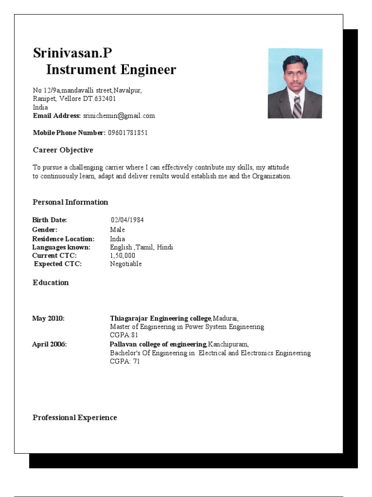 Instrument Engineer Resume Overview | PDF | Instrumentation | Engineering