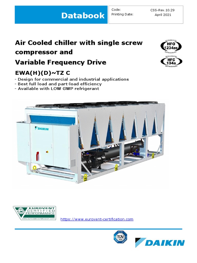 Daikin EWA Chiller Efficiency Overview | PDF | Heat Exchanger | Air ...