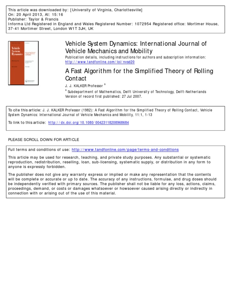 Kalker - FASTSIM | Download Free PDF | Force | Mathematics